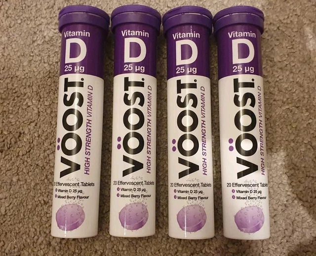 4X! VOOST 20 Effervescent Tablets Vitamin D 25 ug Mixed Berry Flavour ...
