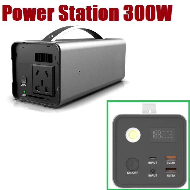 POWER STATION PORTABLE Generator Mobile Power Bank Battery Backup 300W ...