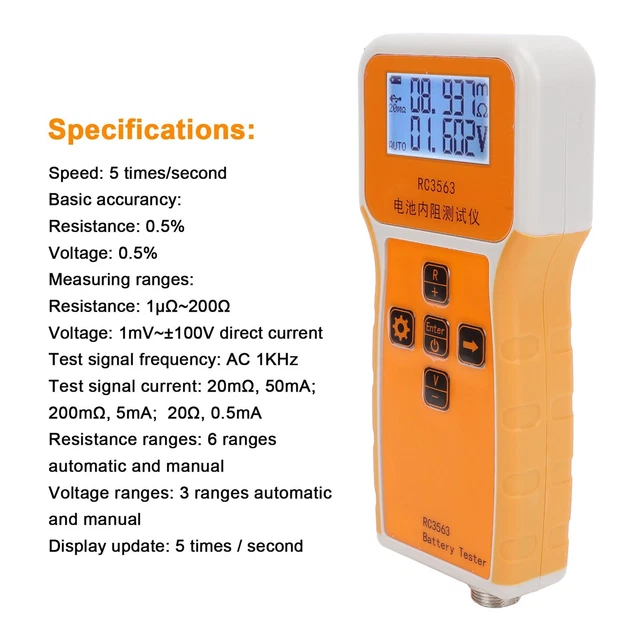 VOLTAGE INTERNAL RESISTANCE Meter With Probe Test Clip Line And Holder ...