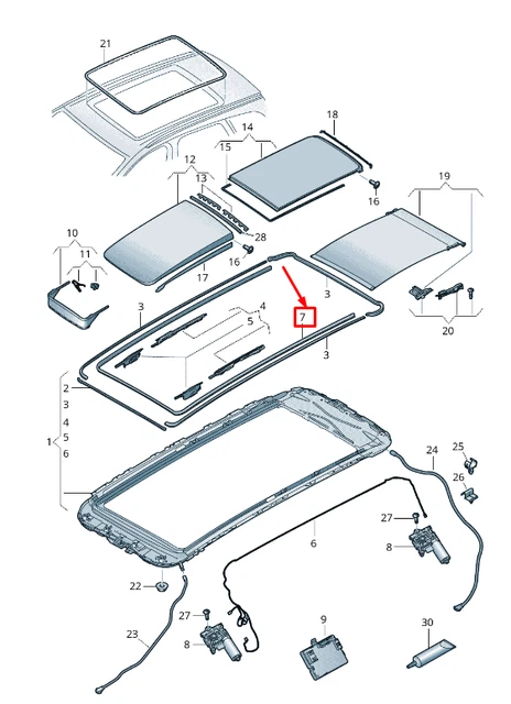 VW TOUAREG CR Inner Sunroof Cover Seal 4M0877439A NEW GENUINE £126.04 ...