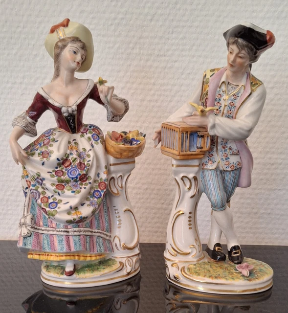 PORZELLAN FIGUR VOGELHÄNDLER Blumen Rokoko Barock Dresdner Art antik ...