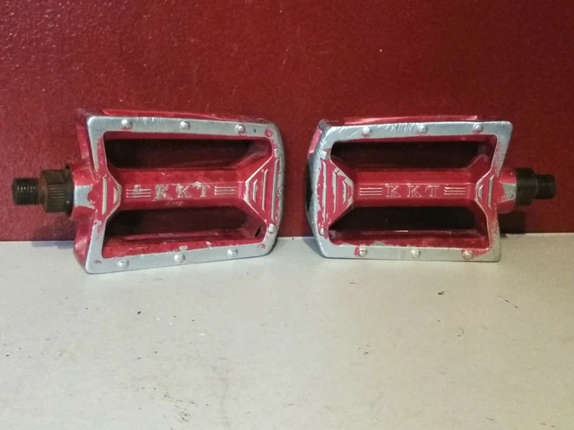 VINTAGE RED ANODIZED KKT PLATFORM BMX bike Old School Pedals 1/2" GT ...
