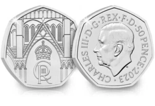 2023 UNCROWNED KING Charles Iii Coronation 50P Pence Coin Circulated Uk ...