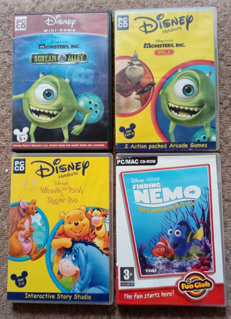 DISNEY PC GAME Set - Monsters Inc Scream Alley + Hotshots + Winnie Pooh ...