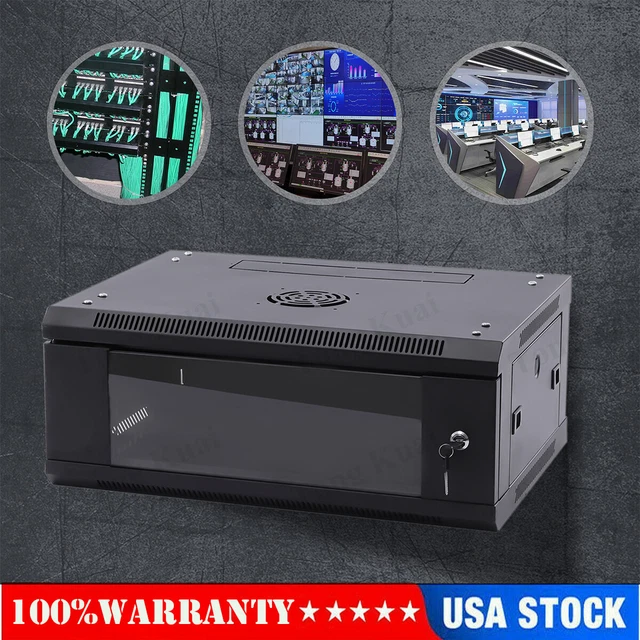 BLACK SERVER CABINET Rack Enclosure Wall Mount Cabinet With Glass Door ...