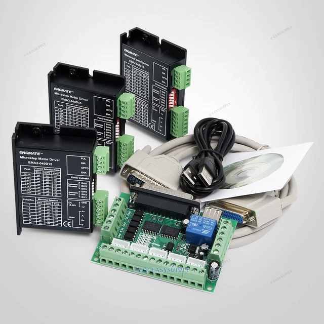 CNC KIT 3 Axes Carte Interface&ENGMATE Driver Moteur Pas À Pas EMA2 ...