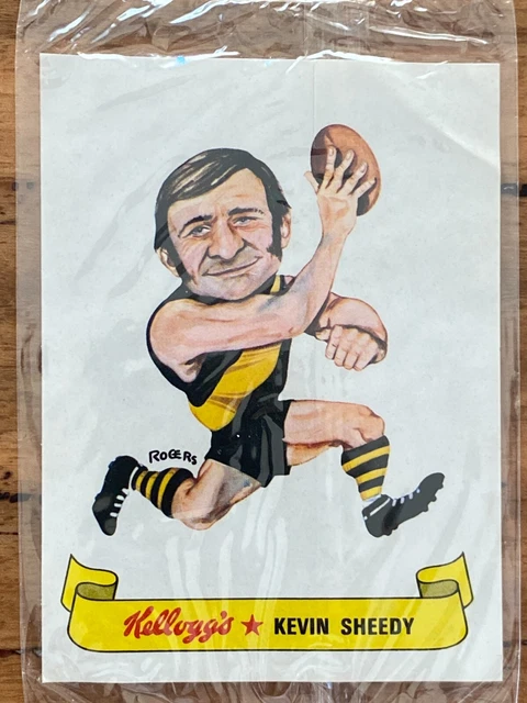 1973 KELLOGGS VFL Footy Stars Stickers Kevin Sheedy Richmond Upopened ...