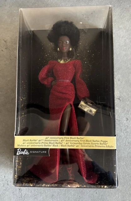 BARBIE SIGNATURE FIRST Black Barbie 40th Anniversary Doll NRFB £74.95 ...