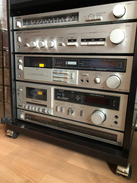 PARTIAL REPAIR VINTAGE 70s TECHNICS HiFi 6 Separates Glass Cabinet ...