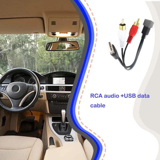 USB RCA ADAPTER Cable Car Mount Type Panel Converter Audio Accessories ...