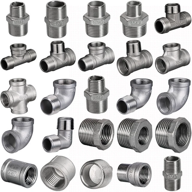 EDELSTAHL V2A FITTINGS Gewinde Fitting Kappe Winkel T-Stück Stopfen Rohrfitting EUR 3,92 ...