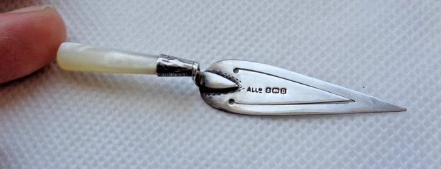 ANTIQUE 1926 NOVELTY Solid Sterling Silver Trowel Book Mark Mother ...