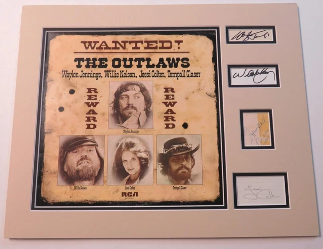 WAYLON JENNINGS WILLIE Nelson Outlaws Signé Autographe 16x20 LP Écran ...