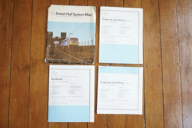1969 BRITISH RAIL System Large Railway Map x3 Scotland South North ...