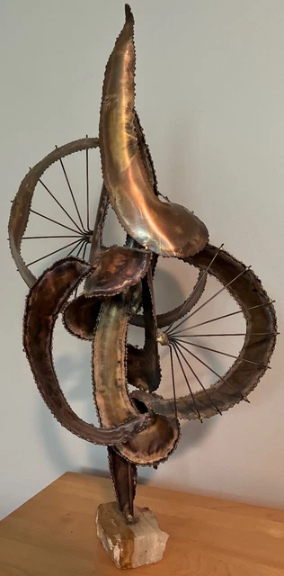 VINTAGE 70S BRUTALIST Torch-Cut Metal Sculpture Mid Century MCM ...