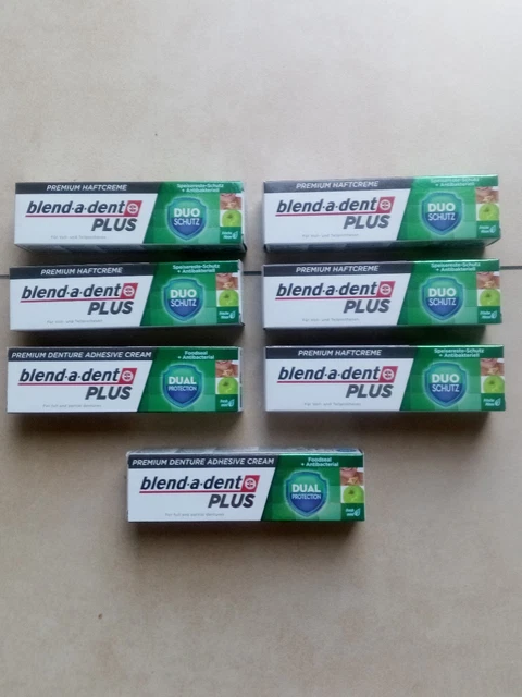 7X BLEND-A-DENT PREMIUM Haftcreme PLUS Duo SCHUTZ frische Minze a 40g ...
