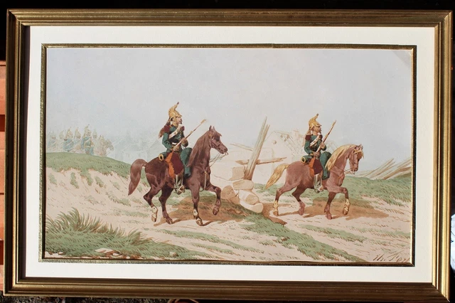 THEODORE FORT DRAWING militaria horses soldier dragon board £364.51 ...