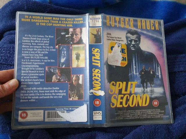 SPLIT SECOND RARE Rental VHS Video Retro Format Cult Rutger Hauer 1991 ...