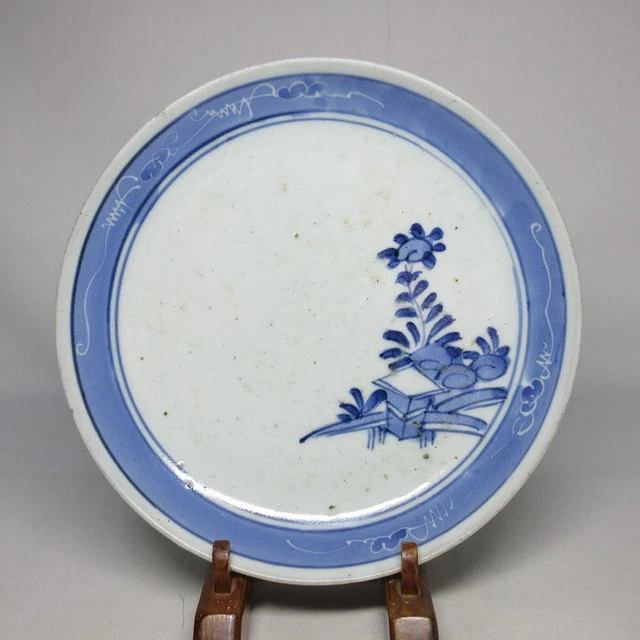 G2360: REAL OLD Japanese KO-IMARI blue-and-white porcelain plate of ...