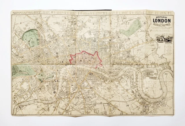 NEW MAP OF London guide to Perambulation of Metropolis antique Collins ...