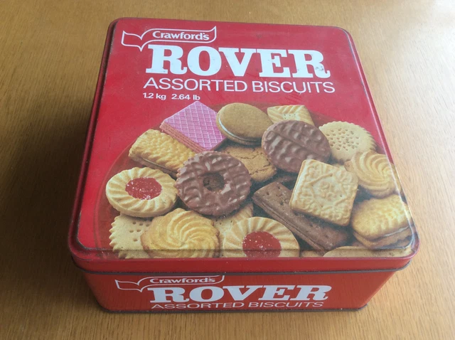 VINTAGE RED SQUARE Crawford's Rover Biscuit Tin, Circa 1970s 1980s ...