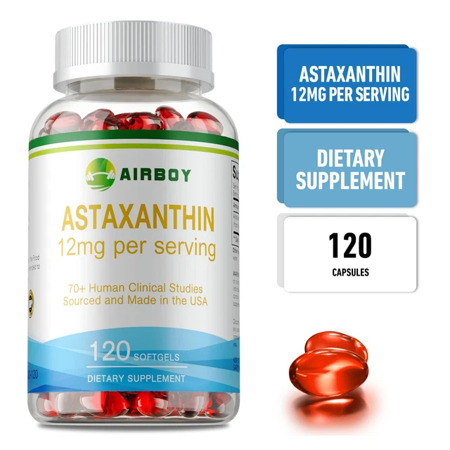 ASTAXANTHIN 12MG-ANTIOXIDANT,,IMPROVE BRAIN Function,Support Skin and ...