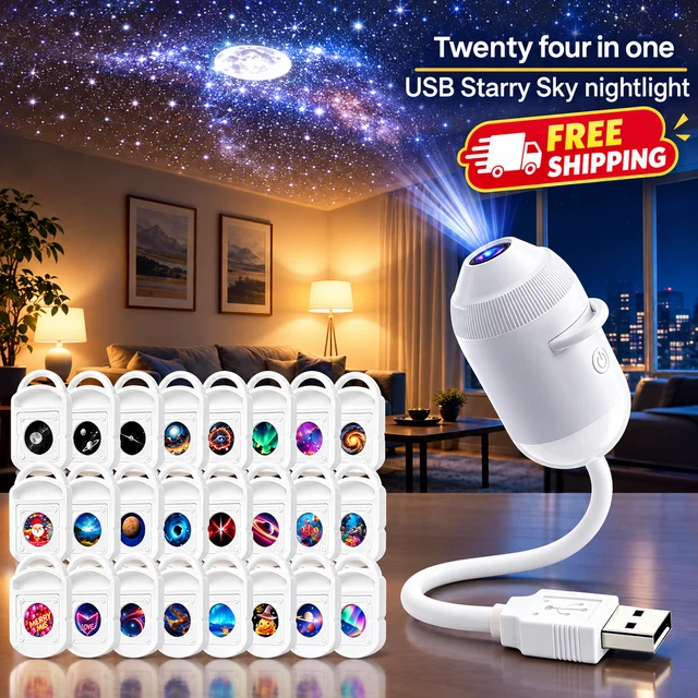 HD SMART DYNAMIC 5D Holographic Night Light Projector, Plug and Play ...