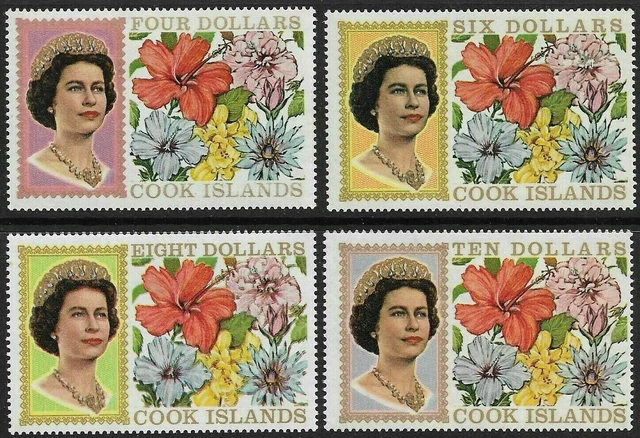 COOK ISLANDS 1967 - Flower Definitives - Queen Elizabeth II - Set of 4 ...