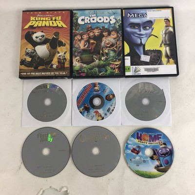 9 ANIMATED DREAMWORKS Movie DVD Lot Kung Fu Panda Croods Mega Man ...