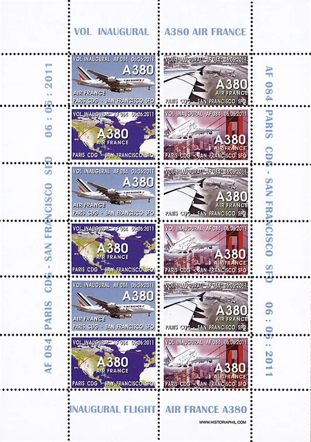 RARE AIR LABELS "Airbus A380 Air France - 1st Flight Paris-San ...