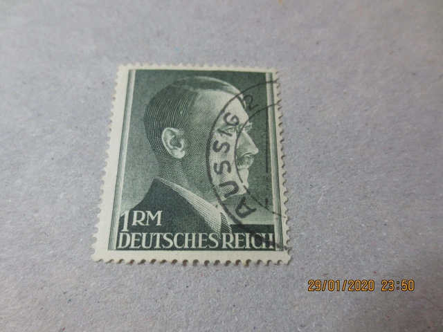 GERMAN REICH 1941 Hitler 1 RM with stamp Aussig 2 £5.37 - PicClick UK