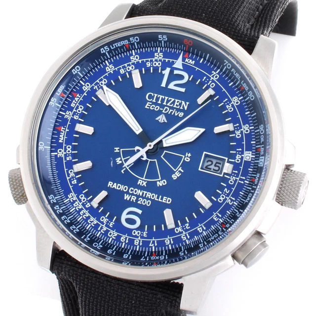 CITIZEN PROMASTER FUNK Sky Eco-Drive Solar Blue Pilot Wr200M Date Uhr ...
