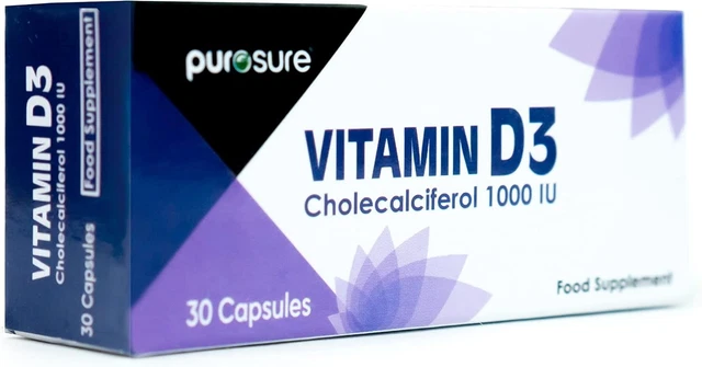 VITAMIN D3 1000 IU - 30 Capsules - High Potency, Easy to Swallow Pure ...