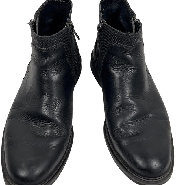 ALFANI MEN'S JAYCE WPL 8046 Leather Black Zippered Sides Ankle Boots 10 ...