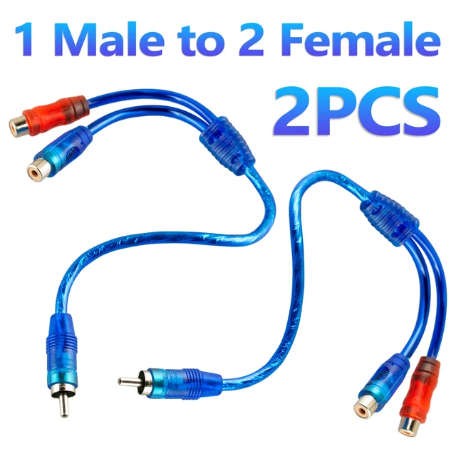 2-PACK RCA AUDIO Jack Cable Y Adapter Splitter 1 Male to 2 Female Male ...