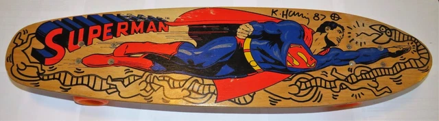 KEITH HARING ORIG. Hand Drawing Superman Skate Board Pop Art with ...