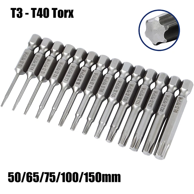 TORX SCREWDRIVER BIT Set 1/4" Shank Hex Security Magnetic Head Extra ...