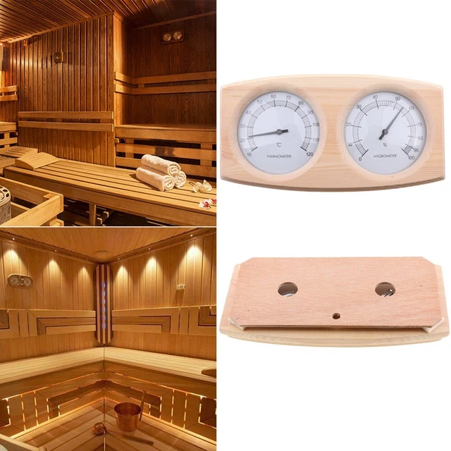 OUTILS D'AFFICHAGE DE temp??rature pr??cis sauna thermom??tre en bois hygrom??tr EUR 32,33 ...