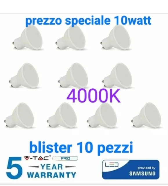 10 V-TAC PRO Lampadine Led GU10 10W Samsung Luce portafaretto 1000LM 4000K EUR 29,90 - PicClick FR