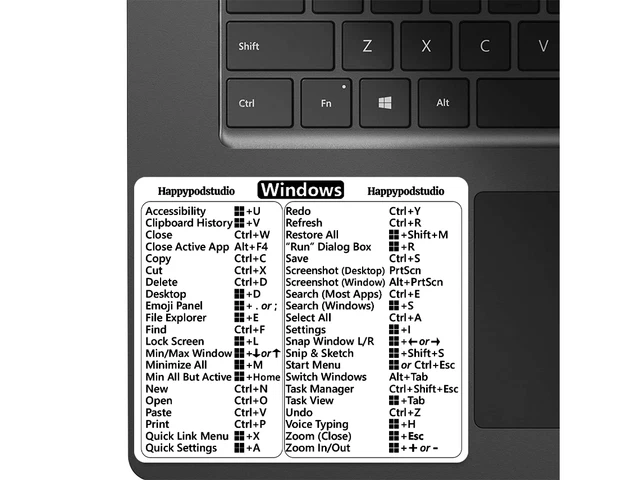 MICROSOFT WINDOWS 11 & 10 Keyboard Shortcuts Sticker, Windows PC ...