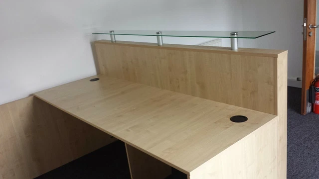 RECEPTION DESK OAK GLASS SHELF RECEPTION DESK WASHED WOOD ALUMINIUM ...