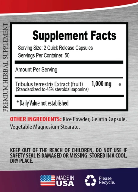 BESTER TESTO BOOSTER für ihn und ihren Tribulus Terrestris 45% 1 ...