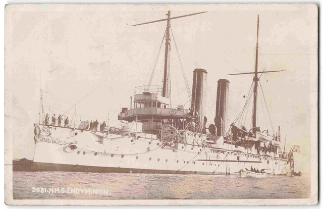 HMS ENDYMINON CRUISER Edgar Class Royal Navy - 1904 Real Photo Postcard ...