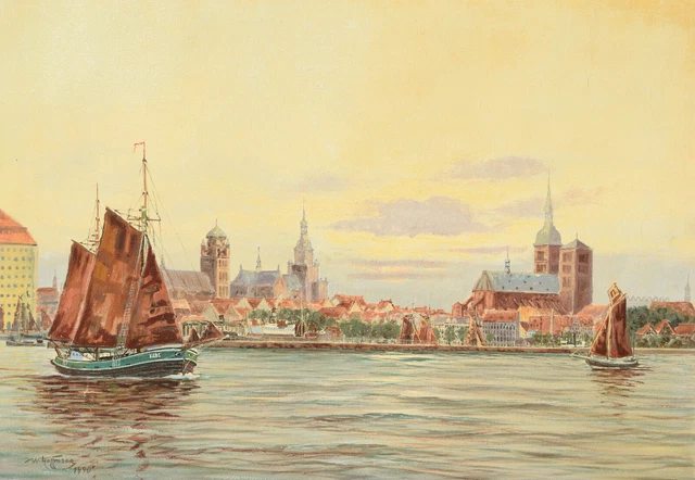 WILHELM HOFFMANN 1897-1982 Lübeck / Gemälde Stralsund 1940 / Stettin ...