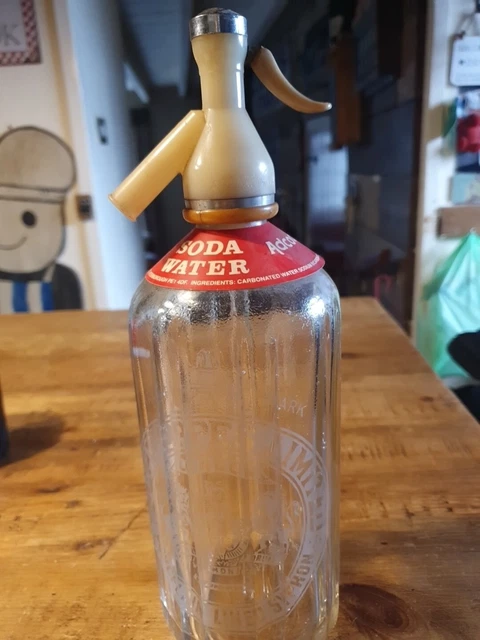 VINTAGE SCHWEPPES SODA Water Syphon Acid Etched glass 30cm Tall £10.00 ...