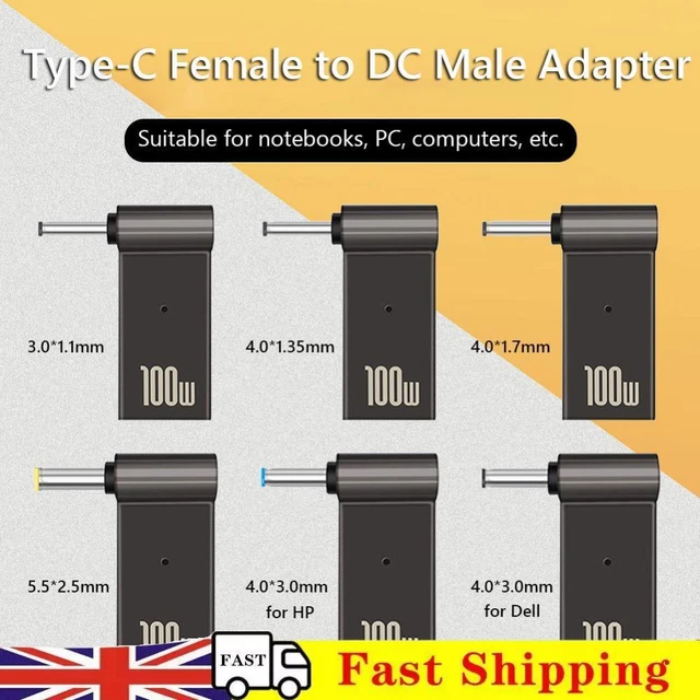 PD TYPE-C FEMALE to DC Male Jack Plug Converter for 19V (4x1.35mm) £13. ...