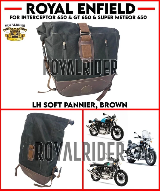 ROYAL ENFIELD &LH SOFT PANNIER, Brown" For INTERCEPTOR 650 & GT 650 ...