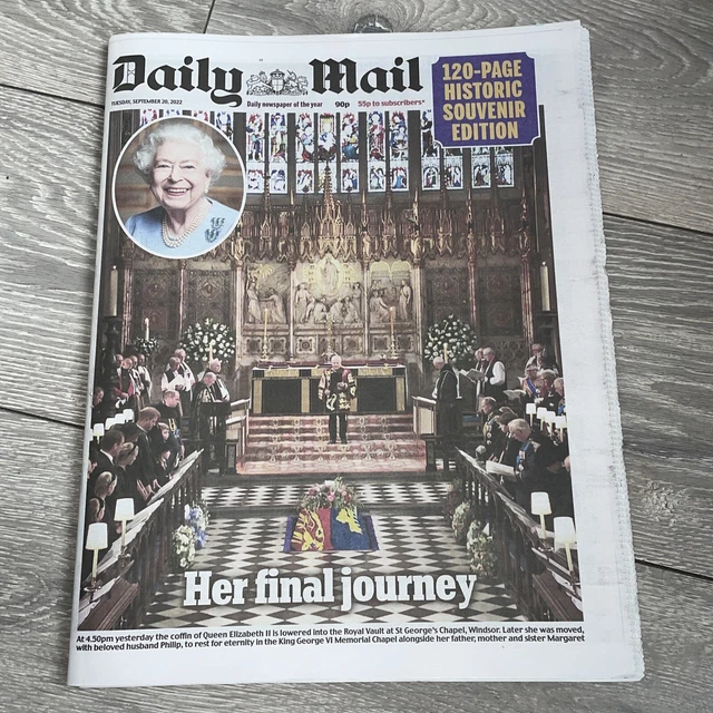 DAILY MAIL - Funeral Of Queen Elizabeth II - 20th September 2022 Royal ...