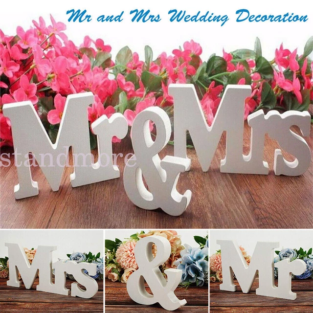 MR & MRS Wooden Letter Sign DIY Freestanding Top Table Centerpiece ...