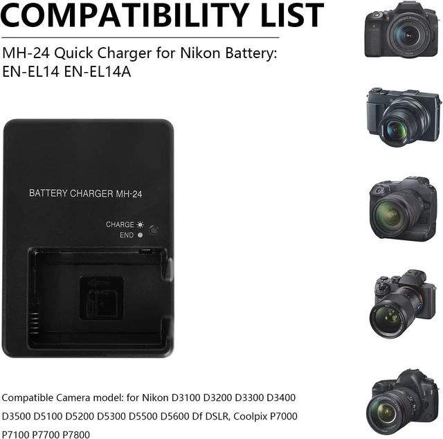 MH-24 ENEL 14 USB Battery Charger for Nikon D3100 D3200 D5100 D5200 ...
